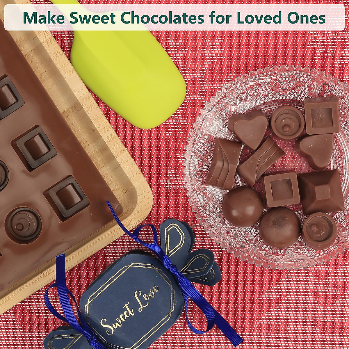 Chocolate Molds Silicone with 30 Cavities 6 Different Shapes for Making Larger Chocolate/Candy/Gummy/Cake Décor for Wedding Party & Celebration