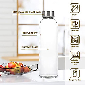 Moretoes 8pcs 18oz Glass Water Bottles, Glass Juice Bottle with Colorful Nylon Protection Sleeve, for Juice, Drinks