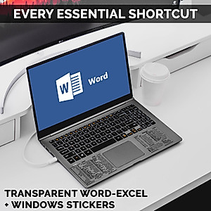 SYNERLOGIC Windows + Word/Excel (for Windows) Quick Reference Guide Keyboard Shortcut Stickers, No-Residue Vinyl (Clear/Large/Combo)