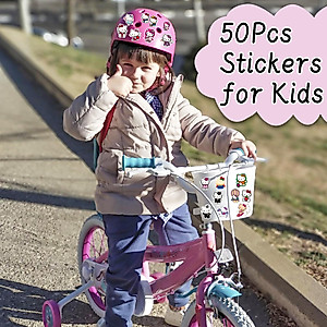 Uhael 74PCS Cute Cat Kitty Party Favors Keychains Stickers Anime Cartoon Lovely Cat Themed Birthday Party Supplies Bulk, Pink Bow Kitty Decorations for Girls Christmas Gift Classroom Rewards