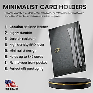 TMSP RFID Wallet for Men - Real Saffiano Leather Business Card Holder Wallet for Men - RFID Blocking Wallet - Credit Card Holder for Men - Minimalist Wallet for Men - Leather Card Holder