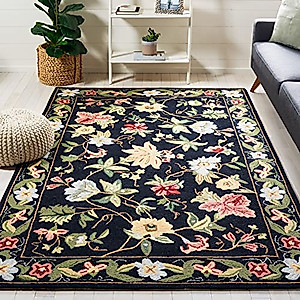 SAFAVIEH Chelsea Collection Accent Rug - 2'9" x 4'9", Black, Hand-Hooked French Country Wool, Ideal for High Traffic Areas in Entryway, Living Room, Bedroom (HK311A)
