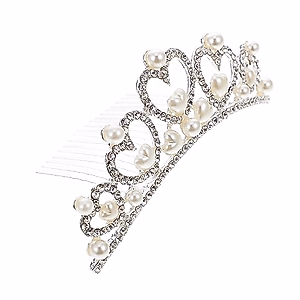 FRCOLOR Bridal Pearl Crown Pearl Headbands Pearl Tiara Bridal Headband Wedding Bride Women Vintage Tiaras Crystal Tiara Bride Headdress Pearl Wedding Crown Peal Tiara Rhinestones Princess