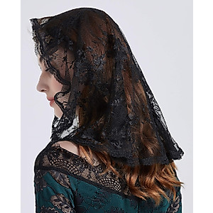 Lace Church Veil Headcovering Latin Mass (Elegant Black)