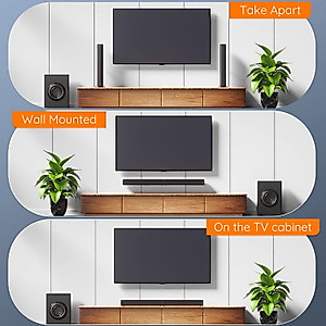 GEOYEAO Sound Bars for TV with Subwoofer, 3D / DSP/Bluetooth/HDMI-ARC Home Speakers, Bass Treble Adjustable, 2 in 1 Sound System Horizontal & Vertical Placement Surround Sound TV Speaker, 2.1 Channel