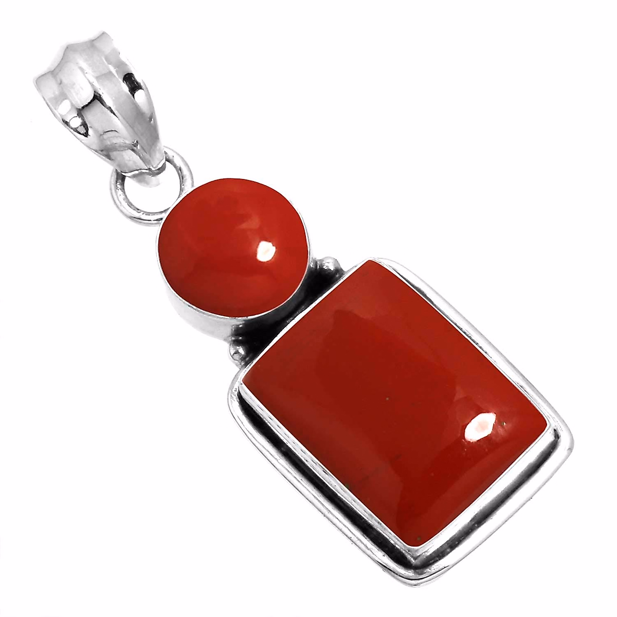 JEWELOPORIUM 925 Silver Pendant for Women Red Stone Gemstone Statement Silver Pendant Necklace Thanksgiving Gift Fashion Jewelry