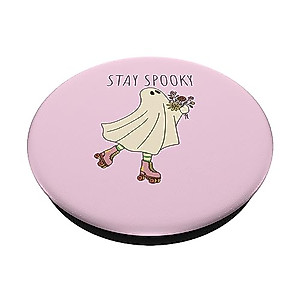 Cute Halloween Rollerskating Ghost Girl Costume Stay Spooky PopSockets Standard PopGrip