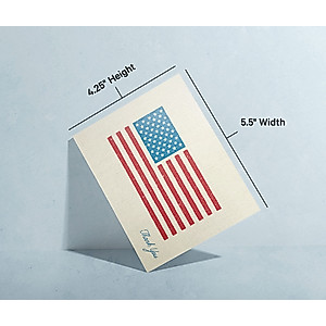Twigs Paper - American Flag Thank You Cards - Blank Patriotic Stationary Cards w/Envelopes - Greeting Card for Veteran's Day, Memorial Day, 4th of July & More - Made In USA - 5.5" x 4.25" (Set of 12)