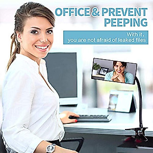 Clip On Security Mirror, Computer Rearview HD Mirror, Convex Cubicle Mirror for Personal Safety and Security Desk Rear View Monitors or Anywhere (6.69" x 2.95" Rectangle)