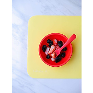 Lollaland 5 Piece Plastic Toddler Silverware Spoon and Fork Utensil Set - Reusable Toddler Cutlery with Hygienic Travel Pouch (Red) - 1 Set