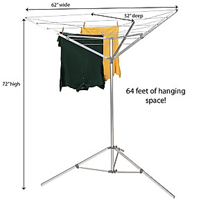 Household Essentials 17125-1 Portable Umbrella Drying Rack | Aluminum | 18-Lines with 64 ft. Clothesline