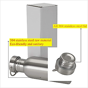 Yopay 2 Pack Sports Water Bottle, 17OZ Single Walled 18/8 Stainless Steel Water Bottle for Cyclists, Runners, Hikers, Beach Goers, Picnics, Camping, Leak Resistant, Uninsulate