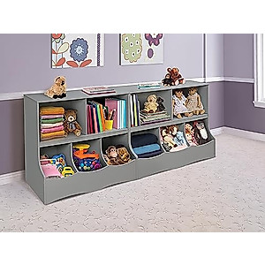Badger Basket Multi-Bin Toy Storage Organizer and Book Shelf for Kids - Gray