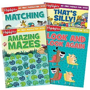 Highlights My First Puzzle Fun 2022 Puzzle Books for Kids Ages 3-6, 4-Book Set of Matching, Mazes, Spot-The-Differences, and More Travel-Friendly Screen Free Brain-Boosting Activities