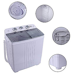 Z okop Twin Tub Design Washer Large Power Semi-automatic Washing Machine Energy Saving (Grey cover plate 16.5lb)