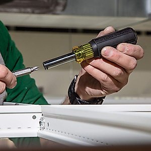Klein Tools 32500MAG Magnetic Multi-Bit Screwdriver / Nut Driver, 11-in-1 Multi Tool with 8 Bits, 3 Nut Driver Sizes, Cushion Grip Handle