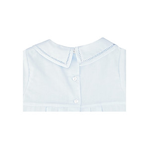 Petit Ami Baby Boys' Romper with Smocking and Faggoting, 12 Months, Blue