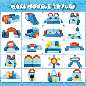 Erament 22Pcs Modular Kids Play Couch - Kids Couch for Playroom Bedroom Living Rooms Toddler Couch for Inspiring Child Creativity, Ocean Theme Modular Couch Children Convertible Sofa