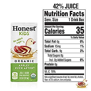 Honest Kids Appley Ever After, Organic Juice Drink, 6 Fl oz Juice Boxes, Pack Of 40, Apple, 6 Fl Oz (Pack of 40)