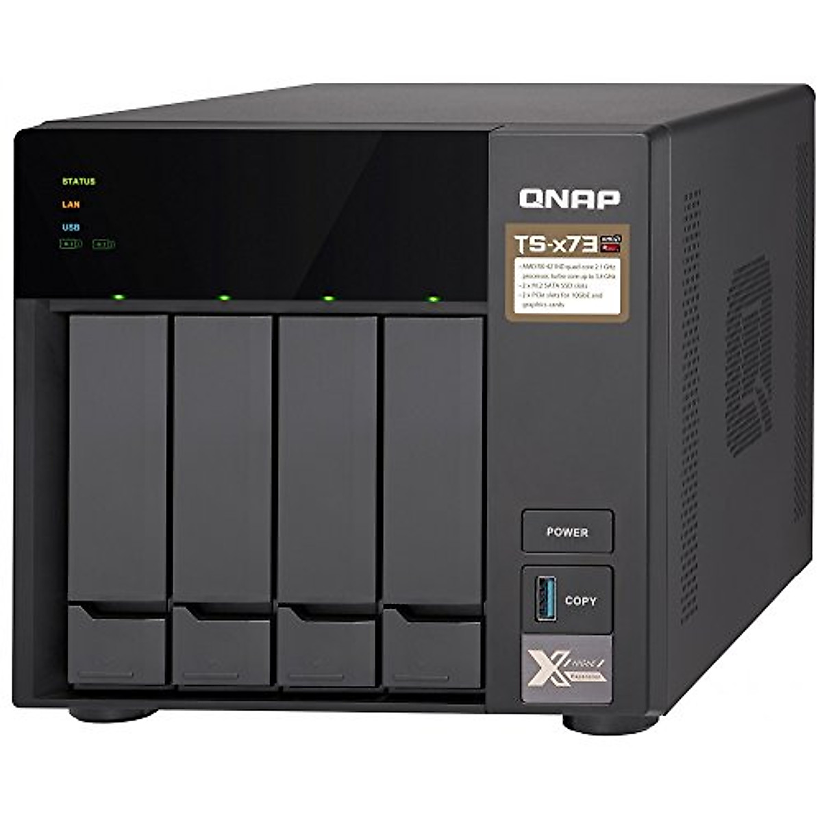 QNAP TS-473-4G 8 Bay NAS with AMD R-Series Quad-core 2.1GHz, and Four 1GbE Ports