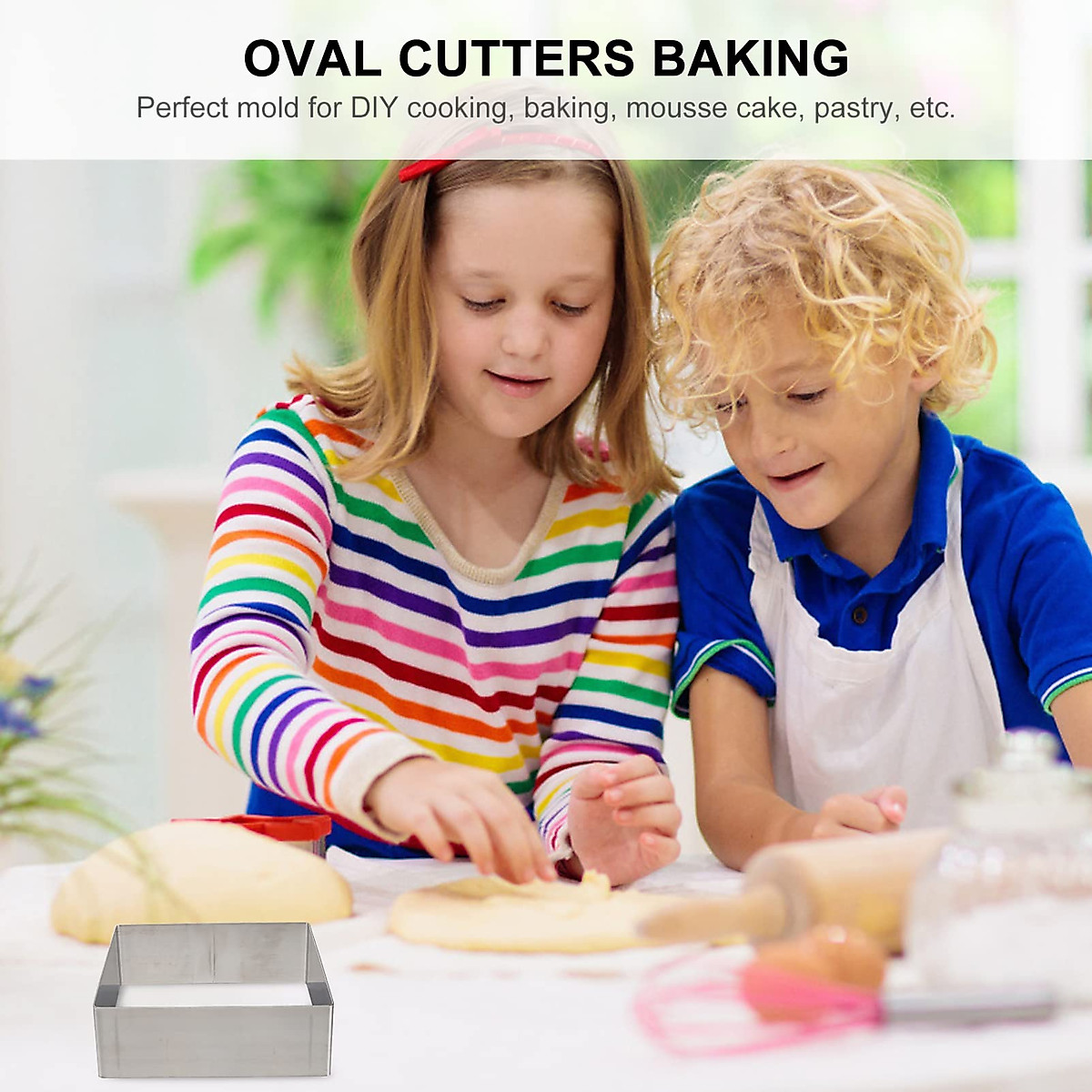 Hemoton Biscuit Cutter Funnel Cake Ring Baking Rings Cake Collar Cookie Decorating Cooking Rings Cake Cookie Cutter Square Baking Cutter Pastry Rings Stainless Steel Production Design Baby