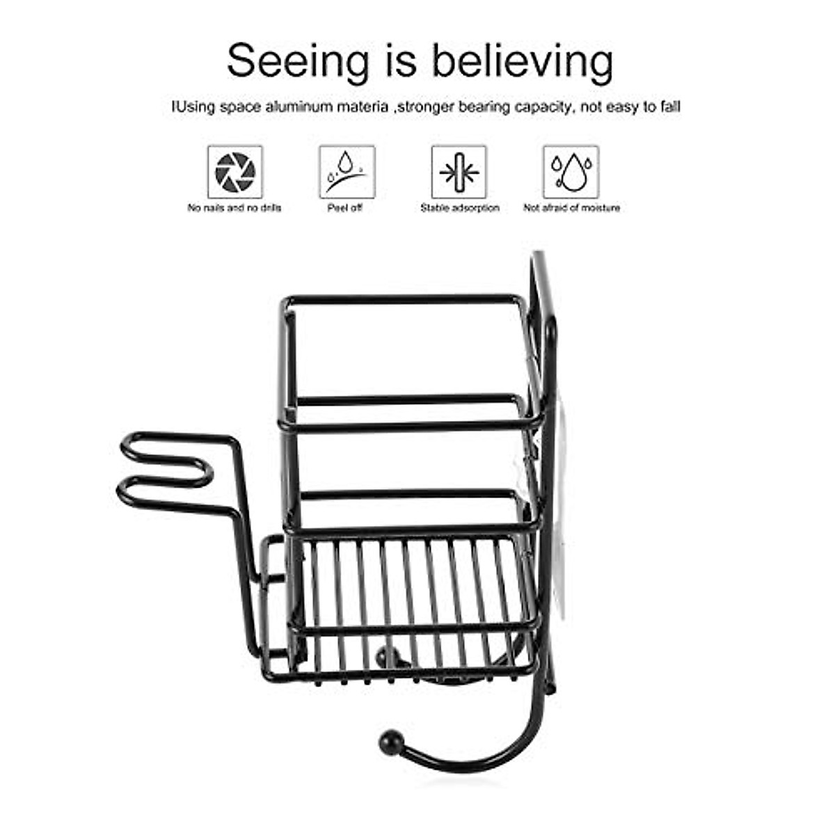 Zerodeko Shelving Brackets Wall Rack Shelf Shower Shower shower shelves shower basket shower rack Organizer Shelf, Adhesive Wall Mount Shelves Toothbrush Holders Wall Mounted