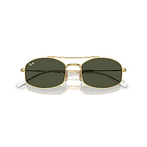Ray-Ban RB3719 Oval Sunglasses, Gold/Green, 54 mm