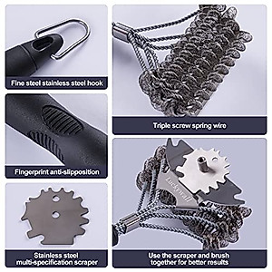 Luckywall Stainless BBQ Grill Brush Set with Scraper and Cleaning Accessories for Outdoor Barbecue -Bristle Free and Safe for Grill Grates， Perfect Grilling Gifts for Men