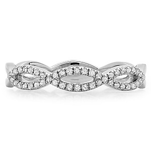 Dazzlingrock Collection 0.25 Carat (Cttw) 925 Sterling Silver Round Diamond Women Infinity Swirl Wedding Band 1/4 CT, Size 6.5