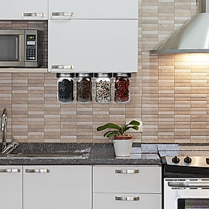 YEEPON mason jar racks, mason jar holders,mason jar holders for hanging,Stainless Steel Holder with 3 Mounting Options for Kitchen, Shelves and Cabinets,Wide Mouth（2Pack