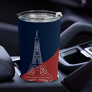 ZGONOHYE 20oz Insulated Tumblers with Lid Happy Bastille Day Eiffel Tower France National Day Stainless Steel Double Wall Vacuum Coffee Tumbler Cup Travel Mug Gifts for Hot or Cold Drinks