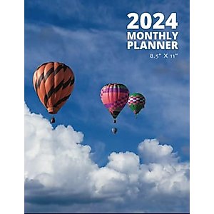 2024 Monthly Planner Book Hot Air Balloon Themed: Daily Weekly Organizer Calendar Notebook