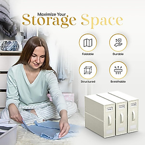 Luxury Lineup Bed Sheet Organizer 4 Pack, Foldable Linen Closet Organizers and Storage, Sheet Organizer Queen & King Size, Bedding Storage Box for Bedsheets, Duvet Covers and Pillow