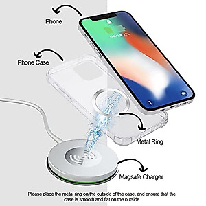Flutesan 8 Pcs Magnetic Universal Wireless Car Charger Case Ring Stickers Metal Materials Compatible with Magsafe Wireless Charger Magnet Sticker Compatible with iPhone 13 Series/12 Series Phone Case