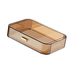 Milageto Countertop Makeup Organizer Tray, Shower Caddy Plate, Multifunction Desktop Storage Case, Brown