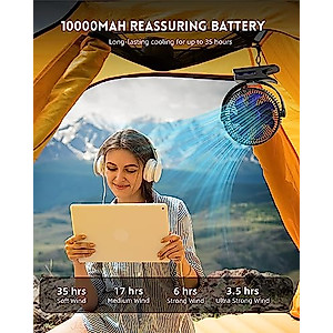 Airbition 10000mAh 8-Inch Clip on Fan Rechargeable, Battery Operated Powered USB Clamp Fan Portable for Golf Cart RV Car Travel Camping Tent Workout Treadmill Personal Bed Desk