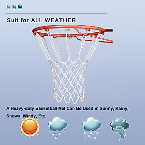 Basketball Net Outdoor, Upgrade Heavy Duty Basketball Net Replacement - Professional All-Weather Anti Whip, Fits Standard Indoor or Outdoor Standard Rim - 12 Loops (White)