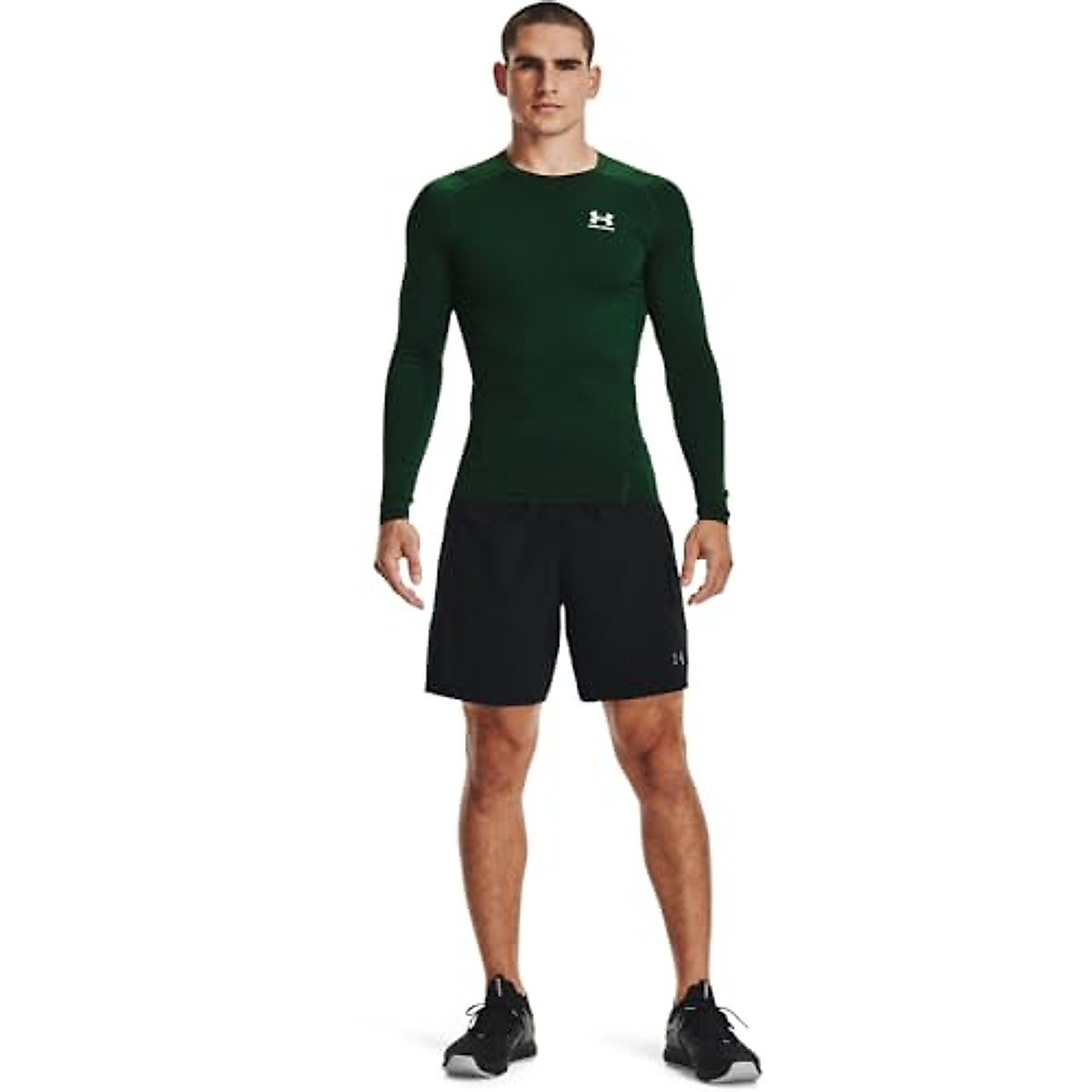 Under Armour Men's Armour HeatGear Compression Long-Sleeve T-Shirt , Forest Green (301)/White, Large