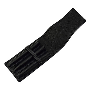 Lanxivi Leather fountain pen case for 3 Pens Pouch Separate Slot Organizer Carrying Case Black Color