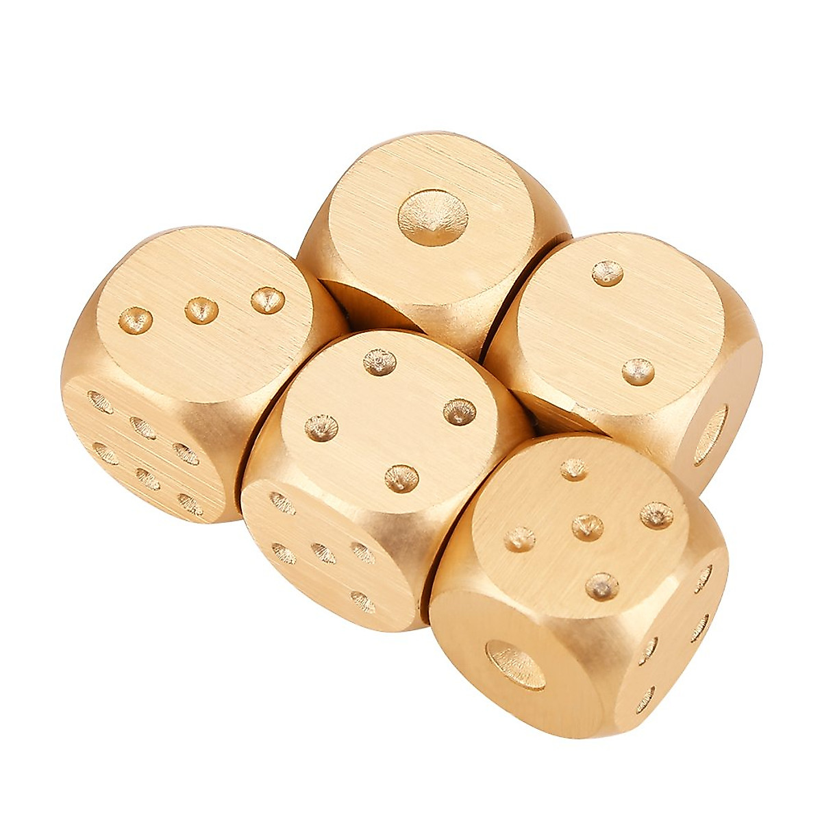 5pcs Table Game Dice, Aluminium Alloy Table Game Poker Games Dices Set with Storage Box for Table Games Poker Monopoly(Gold-Rectangle Box)