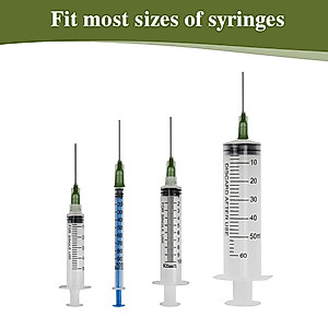 Shintop Dispensing Needle, 1.5 Inch 14G Blunt Tip Syringe Needles with Luer Lock for Refilling Liquid, Inks and Syringes (Pack of 100, Olive Green)