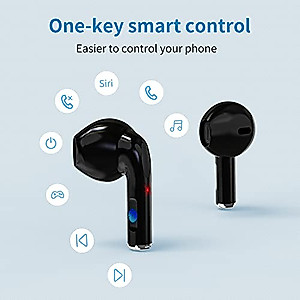 Tiny Wireless Earbuds Bluetooth Wireless Headphones 5.0 IPX5 Waterproof HiFi Stereo Noise Reduction Cordless Bluetooth Earbuds for Small Ears LED Display USB-C Black Earbuds for iPhone Android