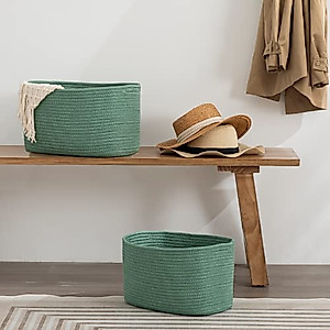 UBBCARE Storage Baskets for Shelves, 15x10x9'' Larger Woven Basket for Storage&Organizing, Cotton Rope Basket Cube Storage Organizer&Shelf Basket, Toy Organizer Storage Basket, Green