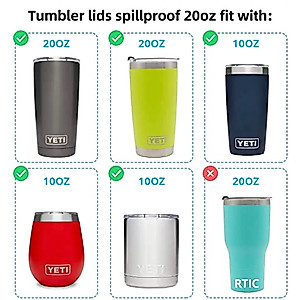 Splash Resistant Tumbler Lids 20 oz 6 Pack,Tumbler Lids Spillproof 20 oz For Ye-ti Rambler, Old Style RTIC, Ozark Trails and more Cooler Cup (Transparent Slide, 20 OZ 6 Pack)