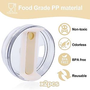 AIERSA 2Pcs Lid Replacement for Stanley Quencher Cup H2.0 30 oz Tumbler with Handle, Cup Lids for Stanley Cup Accessories, Cream