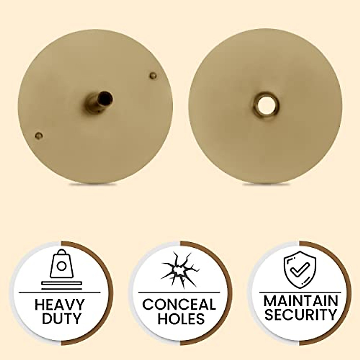 NU-SET Lock | Steel Plate Door Hole Cover | Door Lock Hole Cover with Brass Finish | Home Improvement & Door Hardware (Brass)