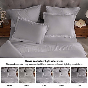 Superior 300 Thread Count Duvet Cover Set, 100% Modal from Beech, Solid, Full/Queen, Grey