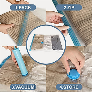 RoomiPro Space Saver Vacuum Storage Bags, 8 Medium Vacuum Sealer Bags with Pump, Storage Vacuum Sealed Bags for Clothing, Comforters, Blanket Storage, Bedding