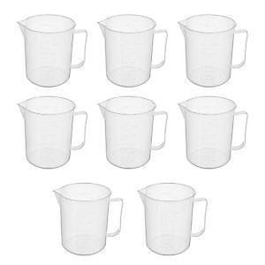 Othmro 9PCS 16oz Measuring Cup, PP Plastic Graduated Beaker, Transparent Measuring Pitcher with Handle for Lab Kitchen Liquids(500ml)