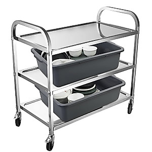 Hespama 4 Pack Commercial Bus Tub Box, 32 L Extra Large Dish Pan, Grey